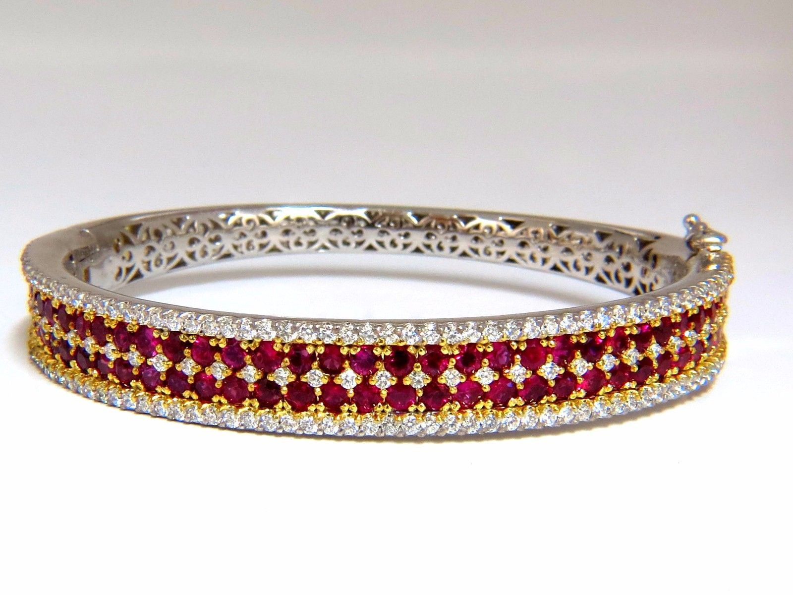 8.00ct natural round cut ruby diamonds bangle bracelet 14kt – Avis ...